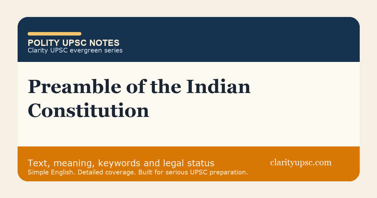 Preamble of Indian Constitution: Text, Meaning, Keywords | UPSC